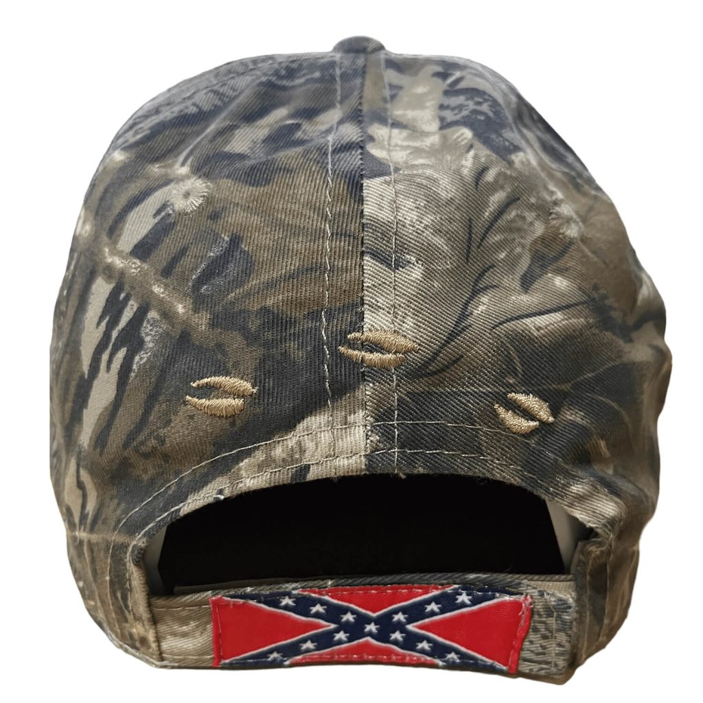 Rebel Camo Cap With Patch - Distressed Bill - Ultimate Flags