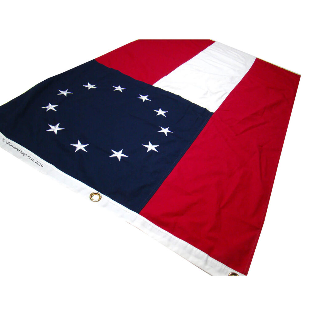 Stars and Bars Flag 11 Star -1st National Confederate Flag - Cotton 3 x ...