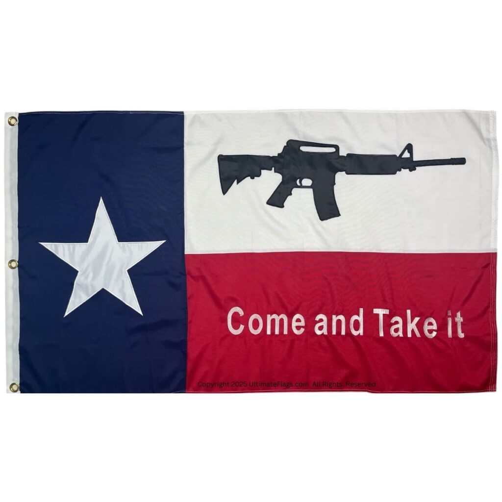 Texas Flag with M4 Rifle Come & Take It Flags TX Heavy Duty
