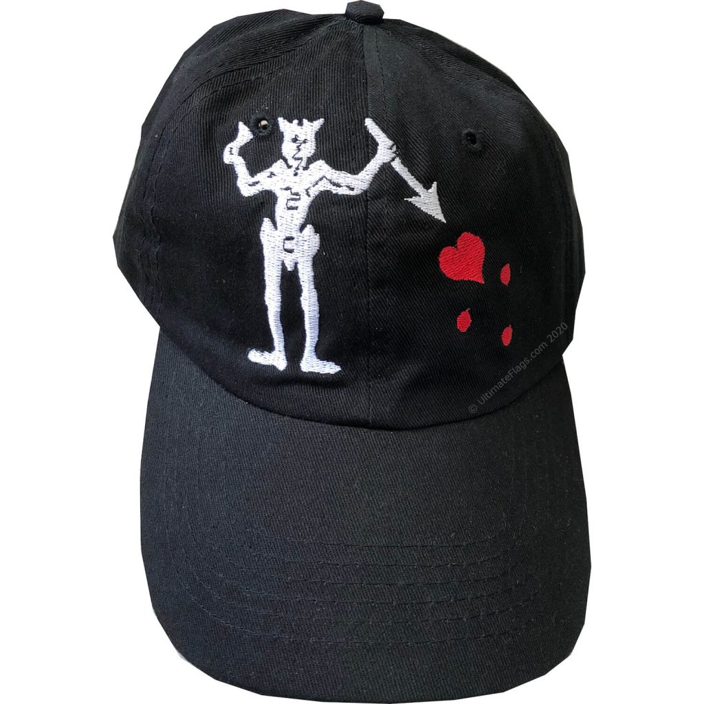 Blackbeard Pirate Flag Cap, Edward Teach - Black - Ultimate Flags