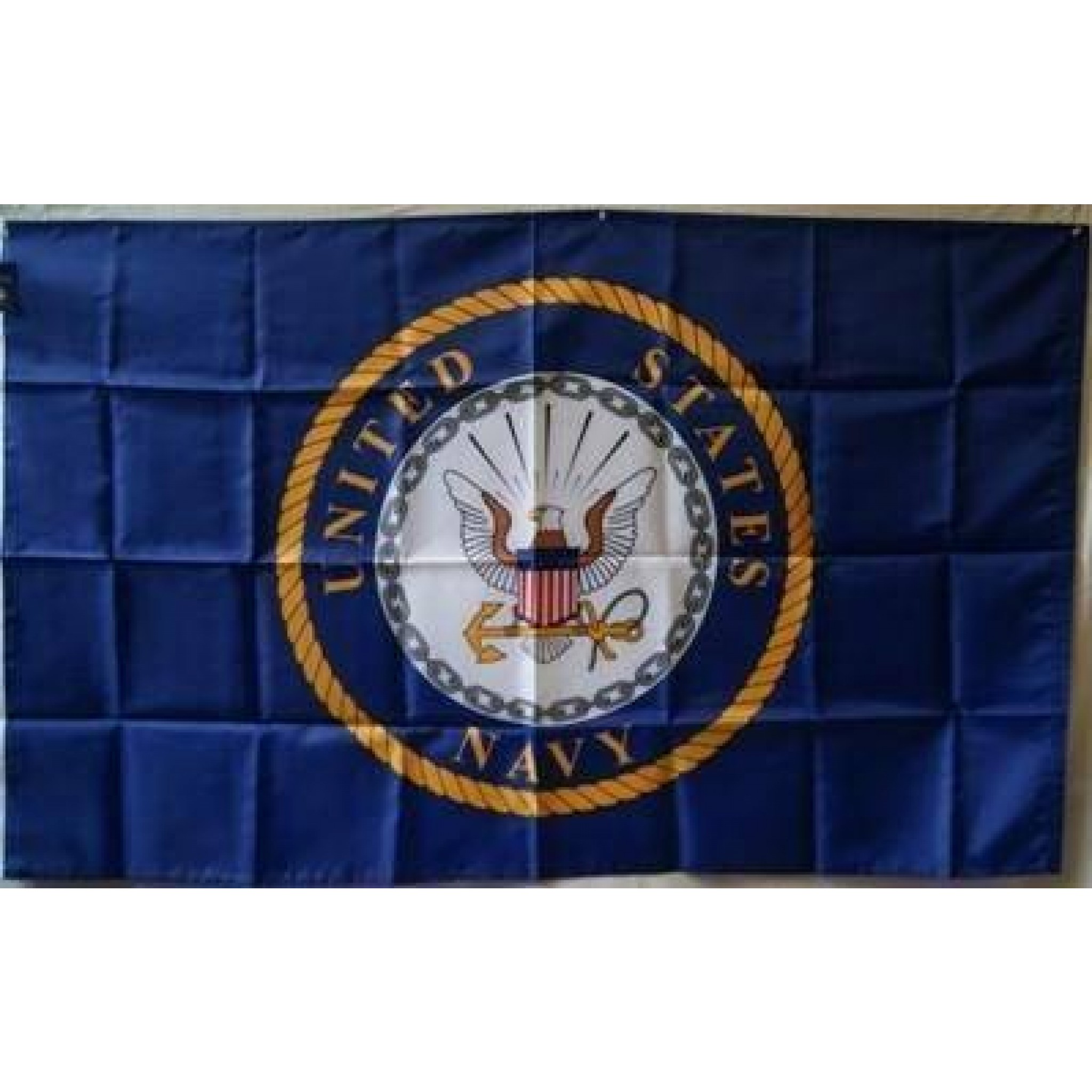 Navy Emblem Double-Sided Nylon Embroidered Flag 3 x 5 ft - Ultimate Flags