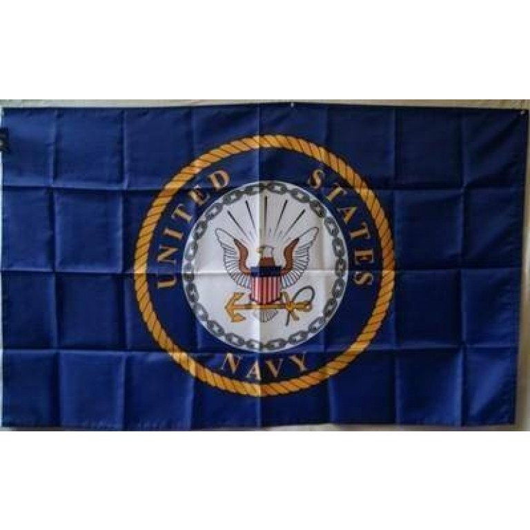 Navy Emblem Double-Sided Nylon Embroidered Flag 3 x 5 ft - Ultimate Flags