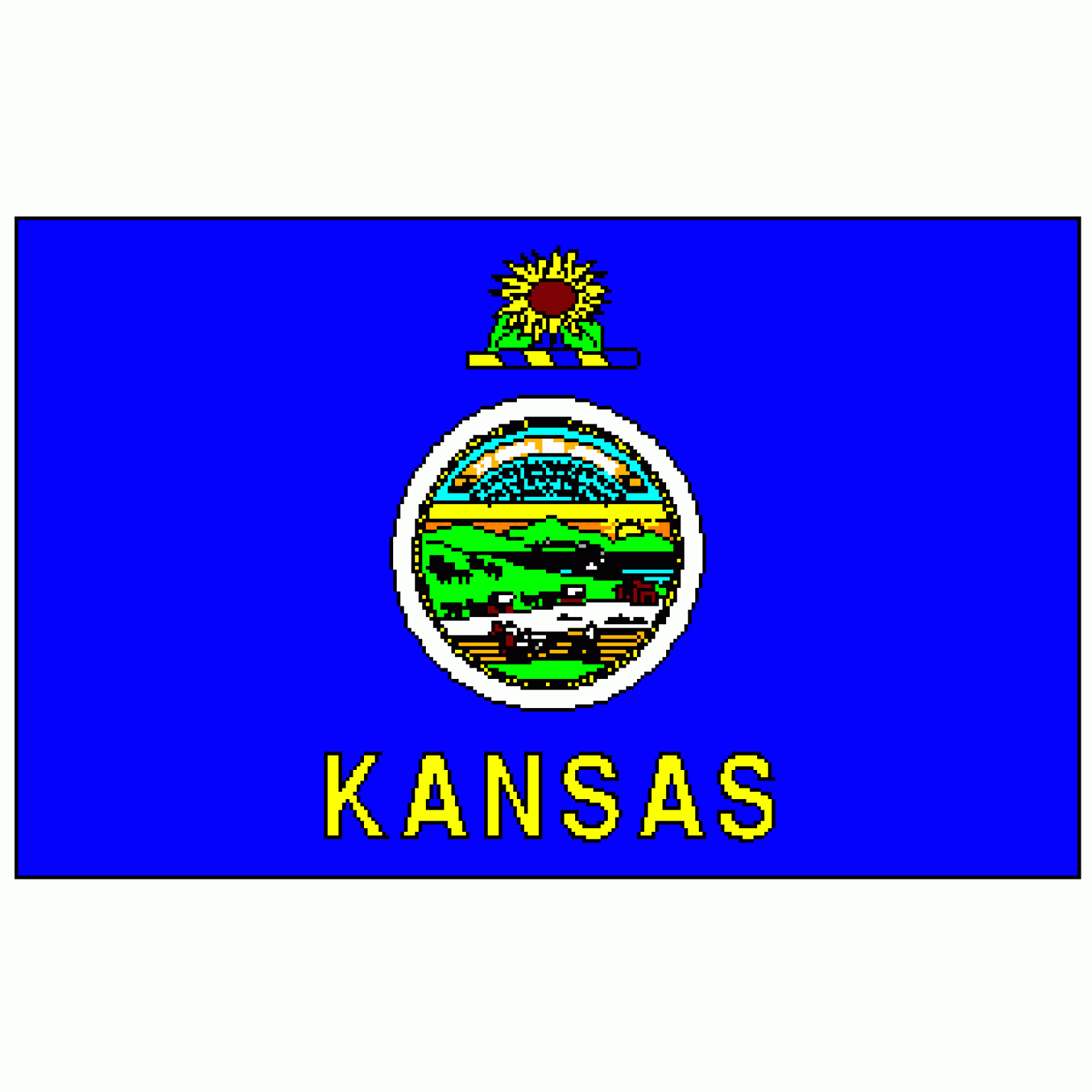 State of Kansas Flag 12 x 18 inch on Stick